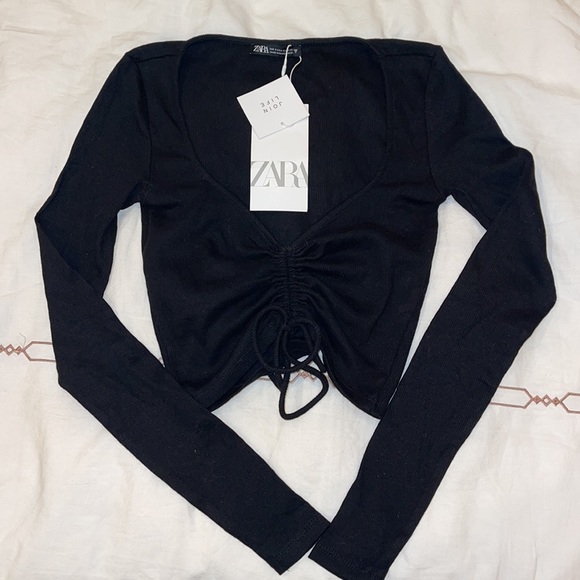 Zara | Tops | Nwt Zara Ruched Ribbed Top | Poshmark